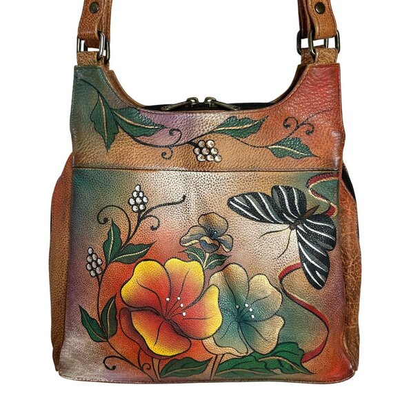 Anuschka | Bags | Anuschka Handpaint Leather Zip Around Satchel ...